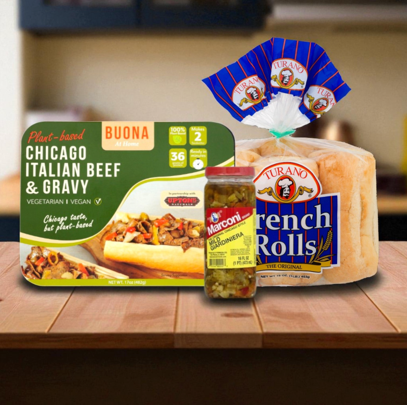 Buona Plant-Based Italian Beef Sandwich Kit – 3-Piece Combo