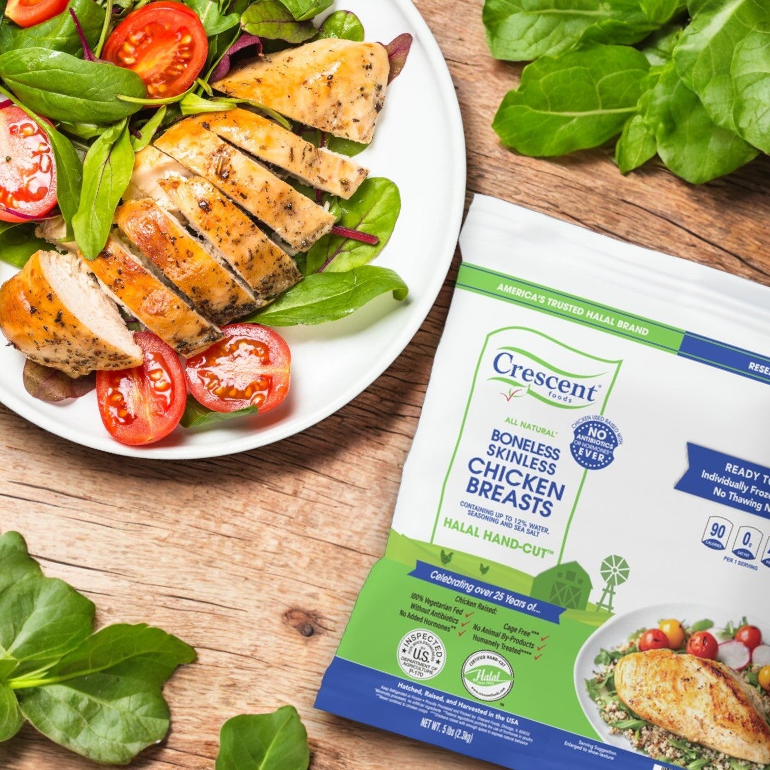 Crescent Foods All Natural Chicken Breasts – Boneless Skinless, Halal