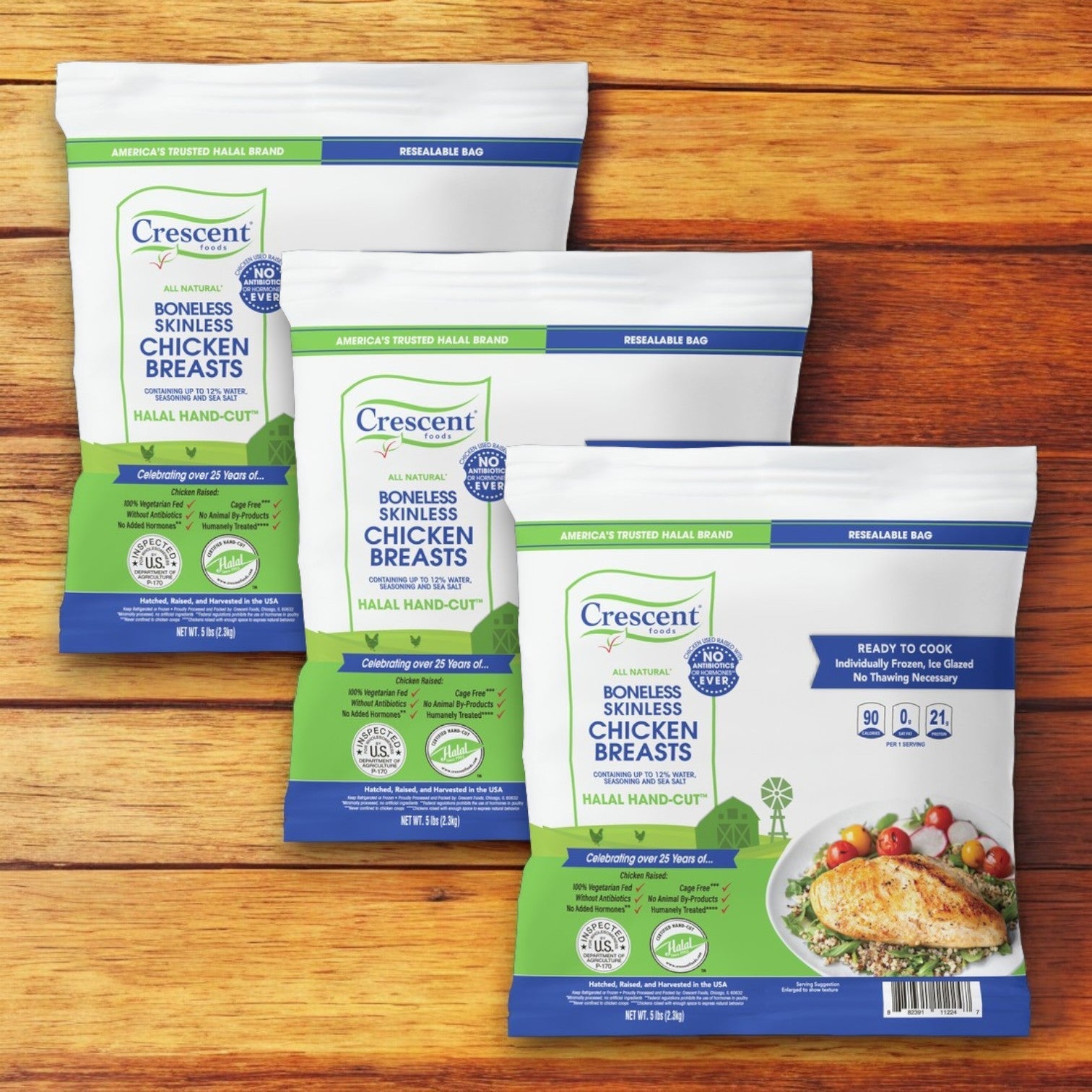 Crescent Foods All Natural Chicken Breasts – Boneless Skinless, Halal