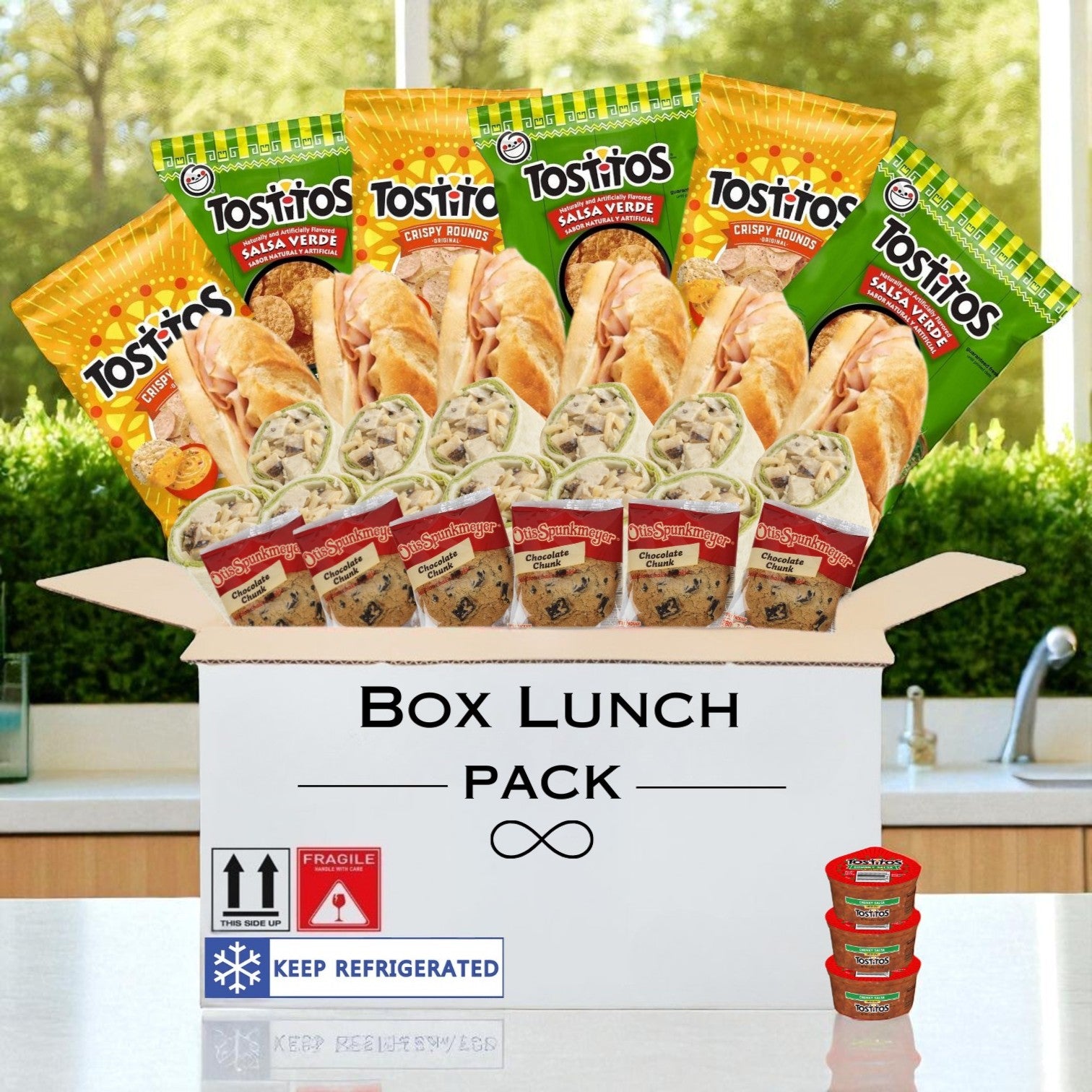 Box Lunch Pack- 12 Sandwiches, 6 Tostitos Chips, 6 Salsa To Go and 12