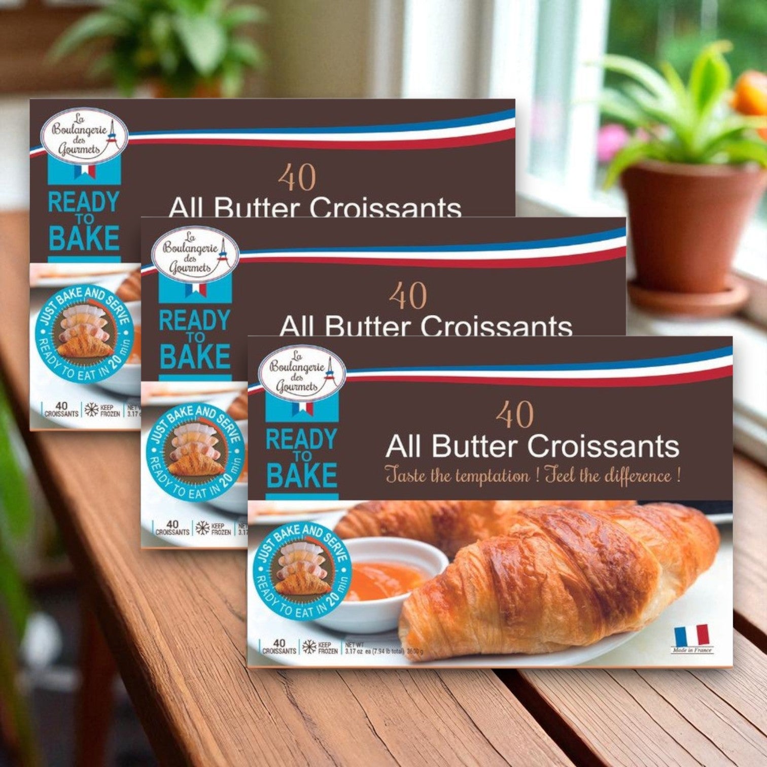 La Boulangerie des Gourmets Frozen All Butter Croissants – 40 Ct, 3 Pa