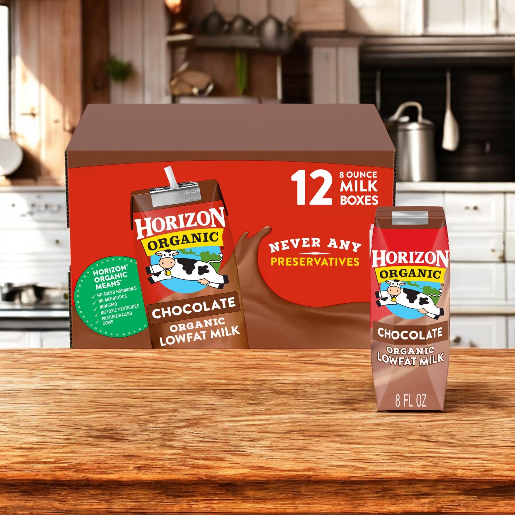 Horizon Organic Shelf-Stable 1% Low Fat Milk Boxes, Chocolate, 8 fl oz