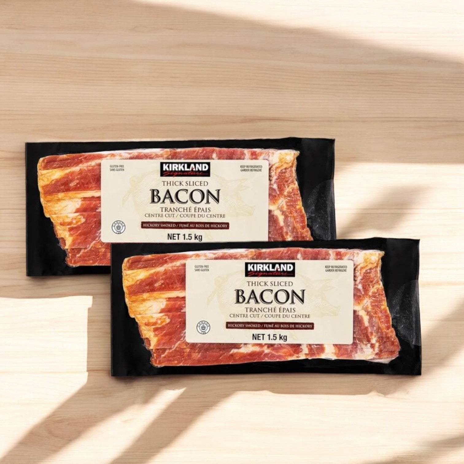 Kirkland Signature Thick Sliced Bacon, 1.5 lbs, 2 Count Packs - 3 Pack