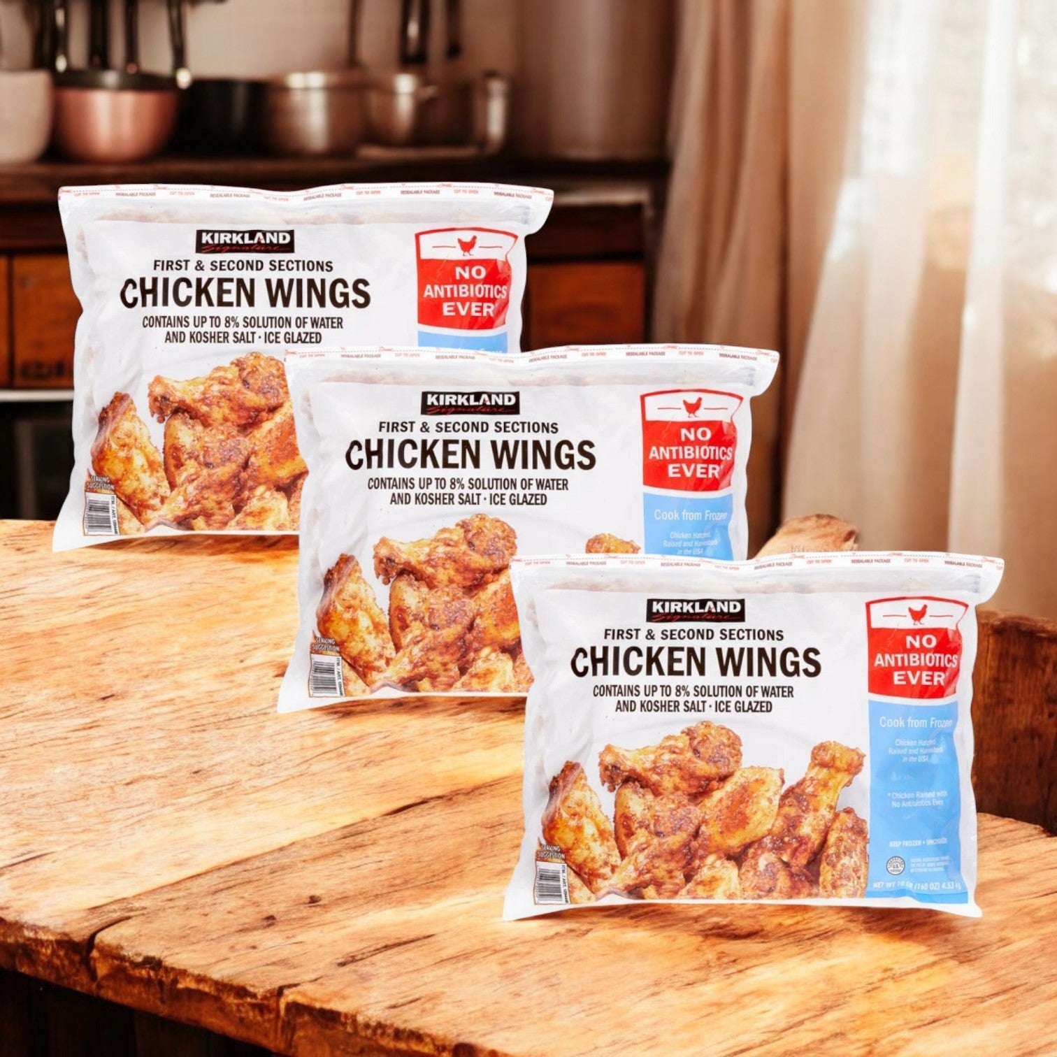 Chicken Wings, Kirkland Signature- 10 lbs. - 3 Bags- 30 Pounds Total