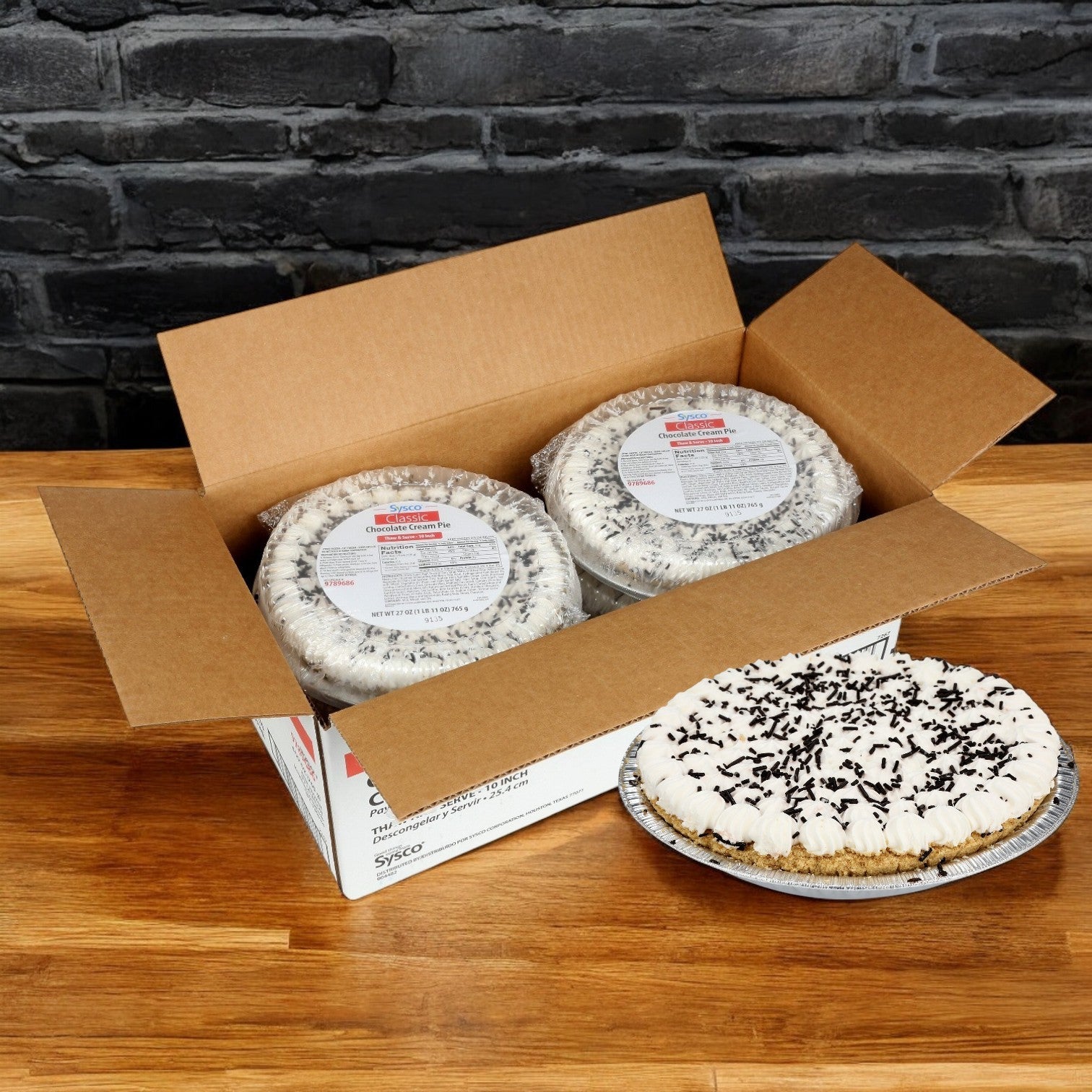 Chocolate Cream Pie - Sysco Classic, Thaw & Serve (10", 6/27 oz)- 3 Pi