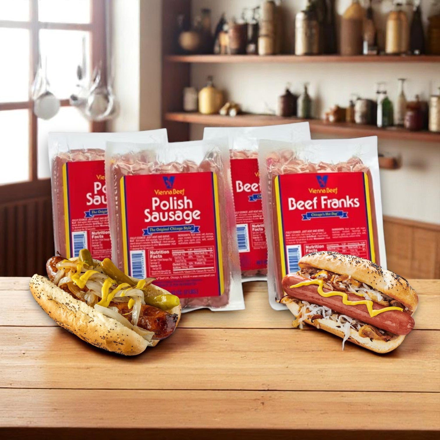 Vienna Beef Hot Dog & Polish Sausage Combo – 32 Hot Dogs + 24 Polish S