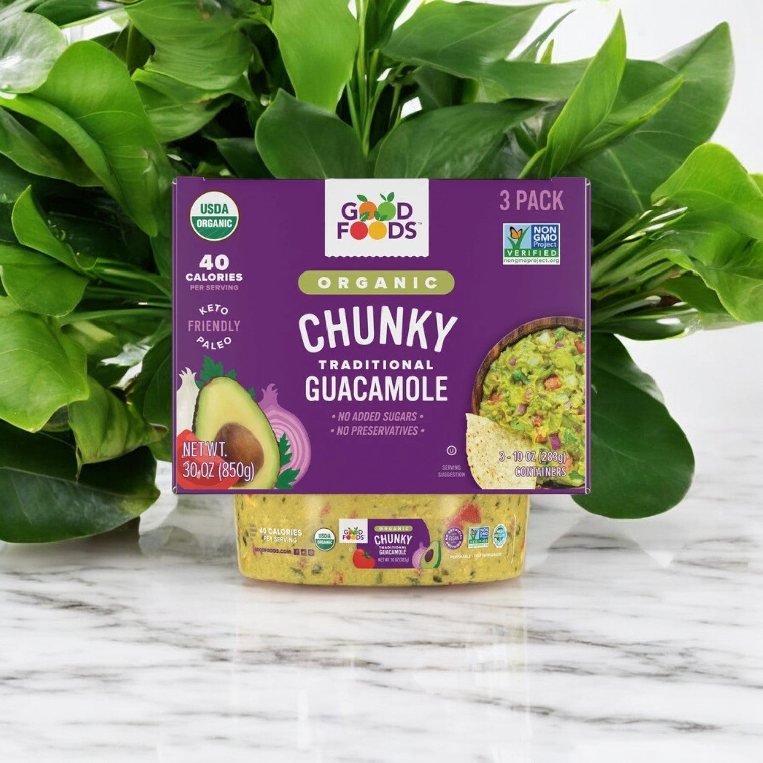 Good Foods Organic Chunky Guacamole, 10 oz, 3 Count - 1 Pack