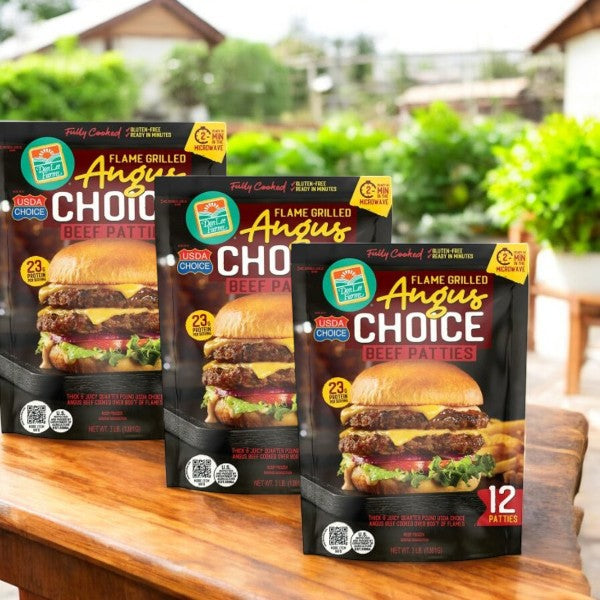 Don Lee Farms Flame Grilled Angus Choice Beef Patties, Frozen, 1/4 lb.