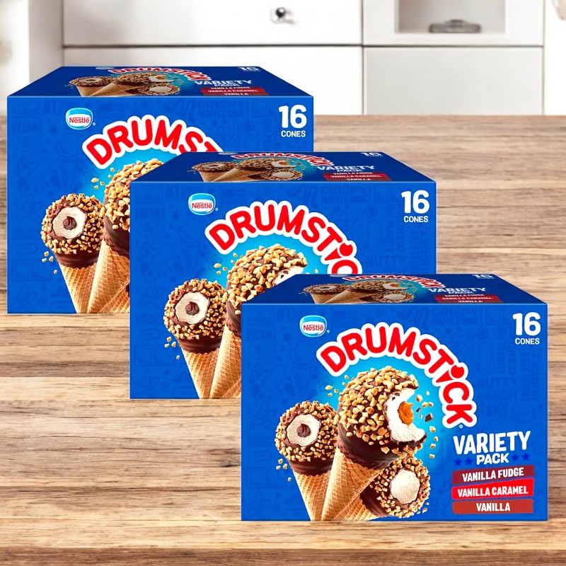 Nestle Drumstick Cone Variety Pack, Frozen 16 ct. - 3 Boxes