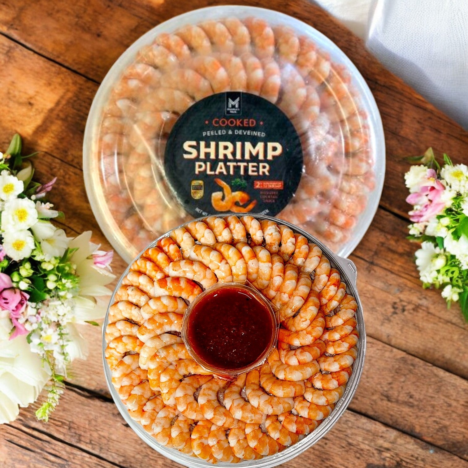 Member's Mark Shrimp Platter with Cocktail Sauce, Frozen, 2.5 lbs.