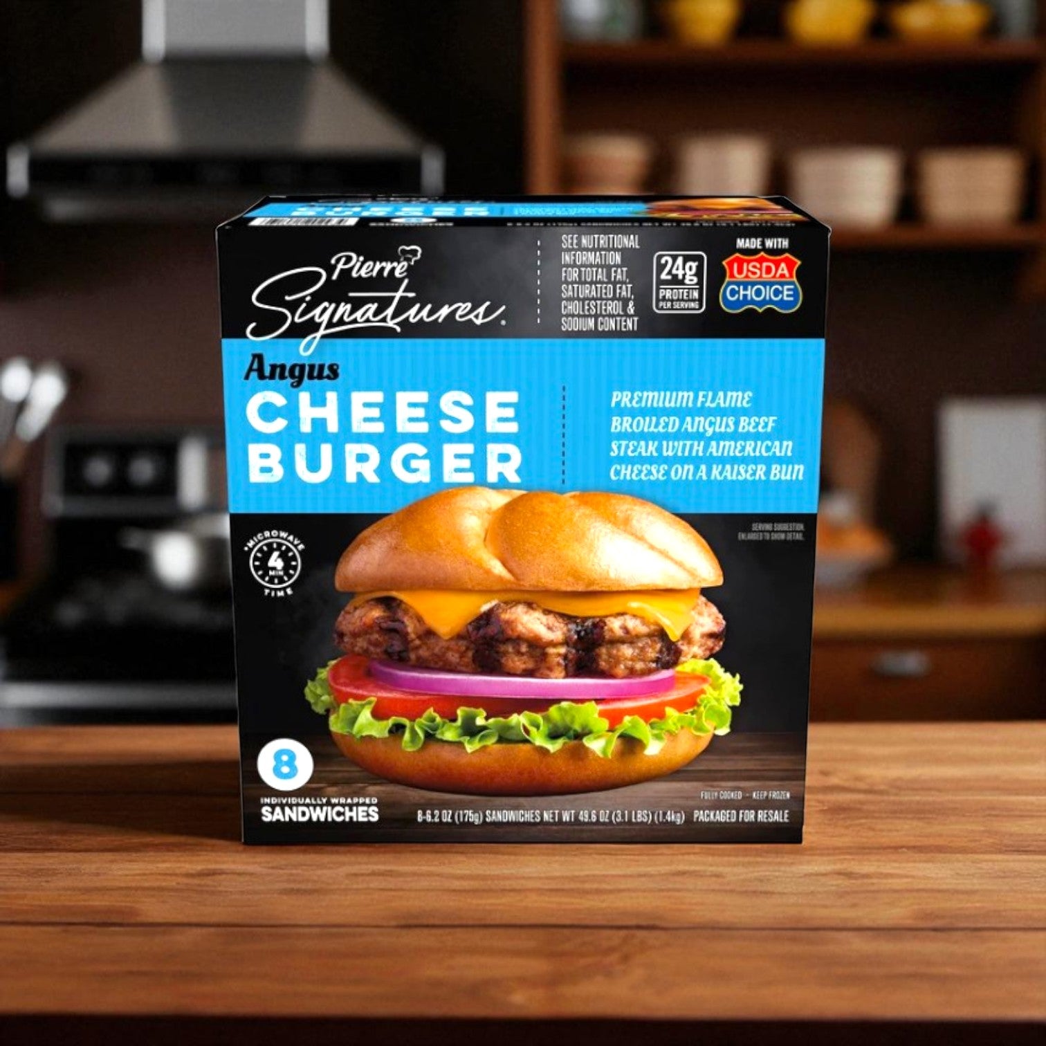 Pierre Signature Angus Cheeseburger 8 Count, 1 Pack